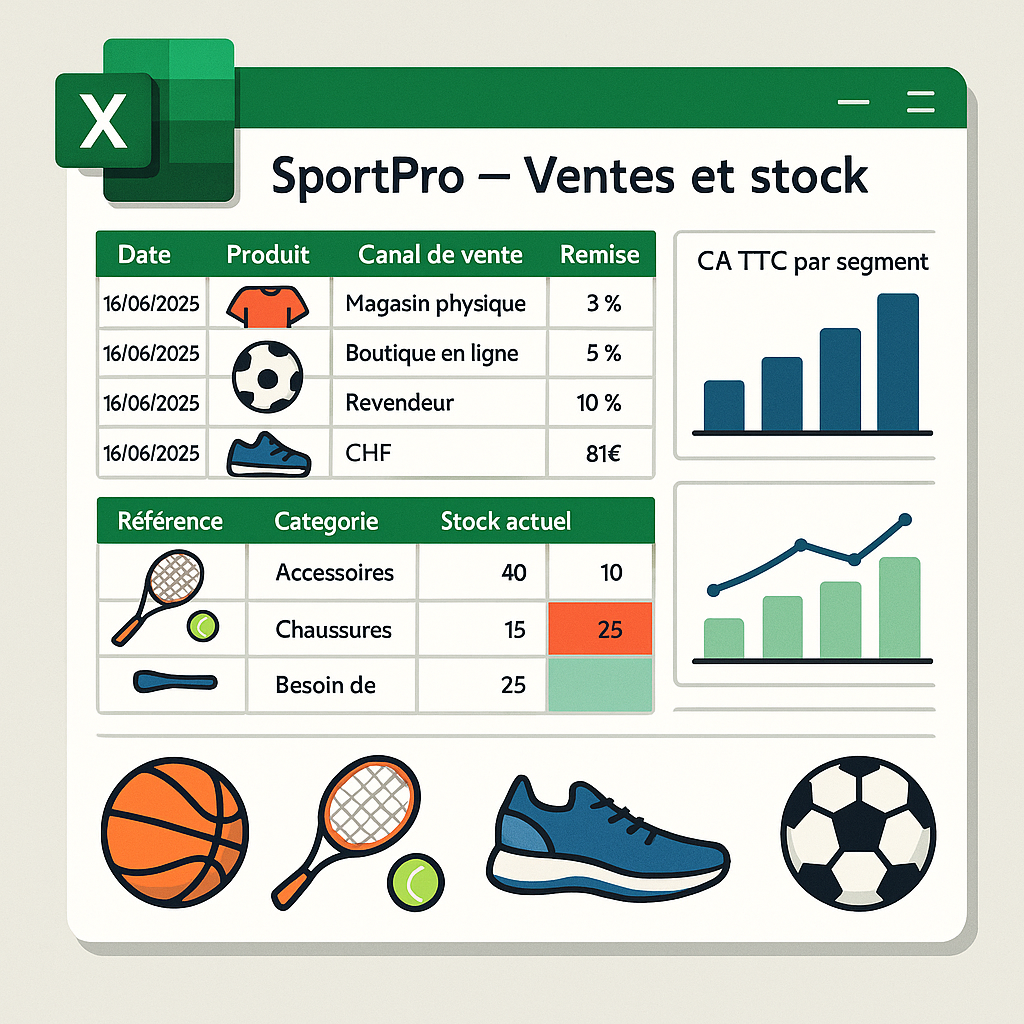 Exercice Excel - SportPro | IC-Académie